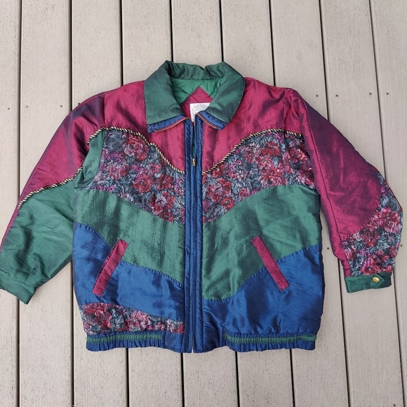 Vintage | Jackets & Coats | 8s Vintage Metallic Jewel Tone Color Block ...